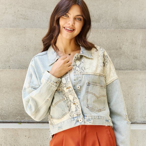 POL | Jackets & Coats | Pol Morning Chills Oversized Snake Print Denim ...